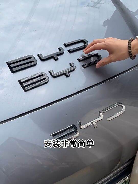 BYD Dolphin Medium Mesh Letter Logo Carbon Fiber BYD Decorative Sticker ...