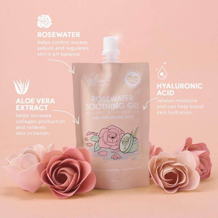Hello Glow Rosewater Soothing Gel (100ml) | Lazada PH