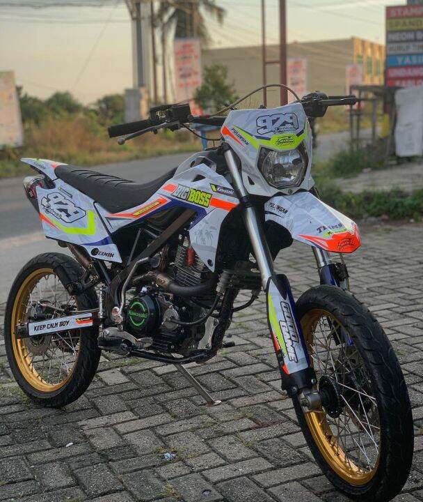 decal custom decal sticker KLX 150bf kombinasi stabilo dan oren full body | Lazada Indonesia