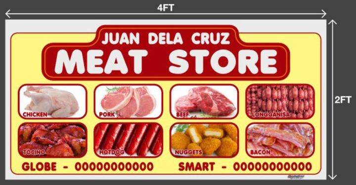 TARPAULIN PRINT MEAT SHOP 4X2 & 5X3FT | Lazada PH