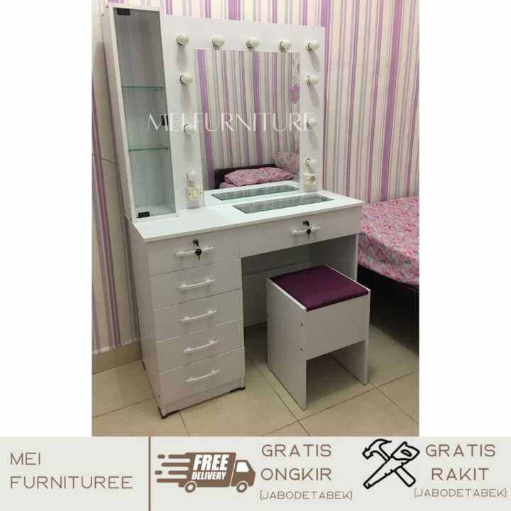 Meja rias lampu led murah minimalis ukuran standar | Lazada Indonesia