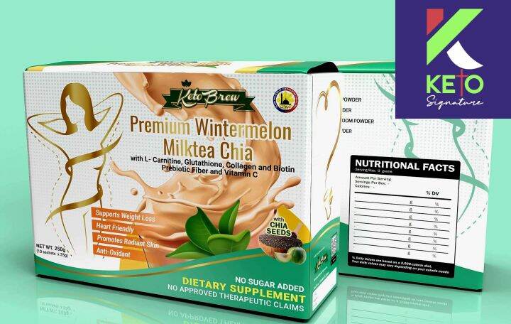 Keto Brew Premium Milk Tea Chia Fiber Drink WINTERMELON FLAVOR 10 sachets/box | Lazada PH