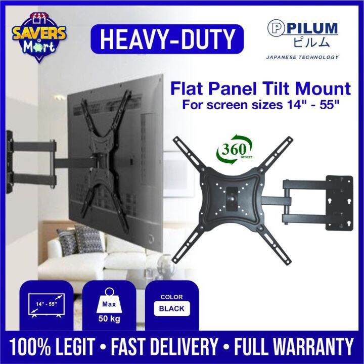 360° TV Wall Mount Bracket Pilum 14"-55" Flat Panel Tilt Universal 50kg ...