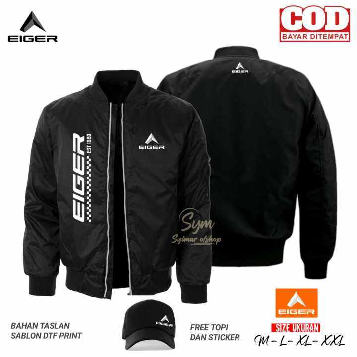 Jaket bomber logo EIGER FREE STICKER&TOPI | Lazada Indonesia