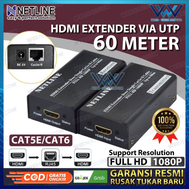 NETLINE HDMI Extender 60 meter Via UTP LAN CAT5e / CAT6 60M | Lazada ...