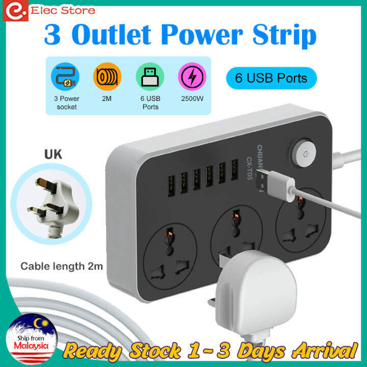 ElecStore Power Socket With 4 Universal Socket 8 USB Output Black/UK ...