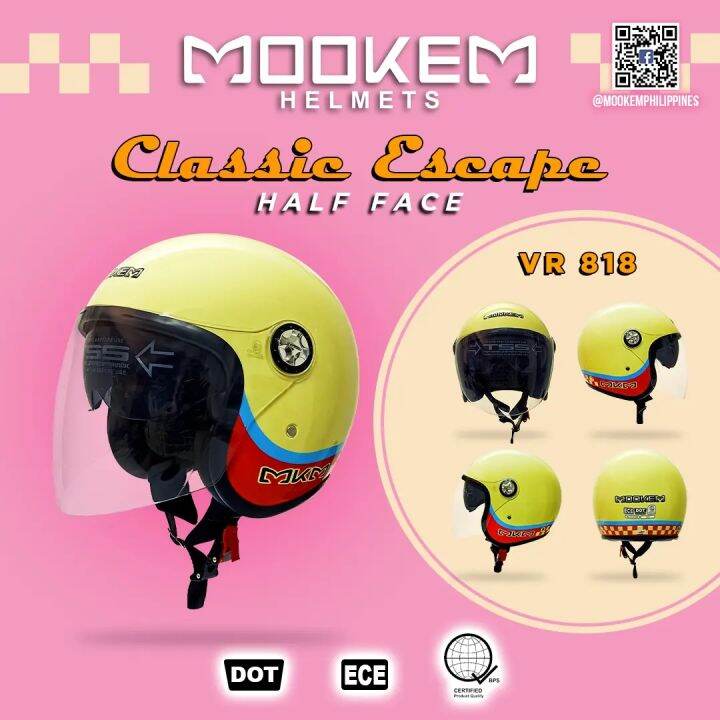 Mookem Helmets Classic Half Face VR818 | Lazada PH