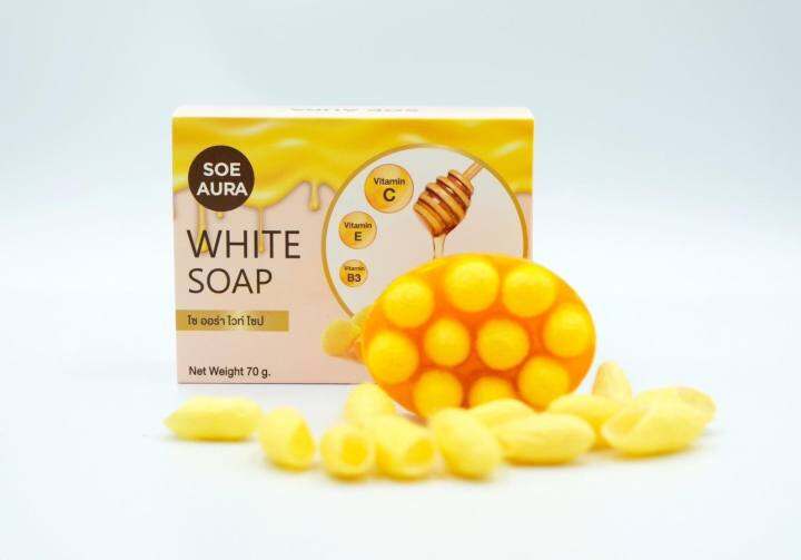 Soe Aura white soap face wash, vitamin C, vitamin E, vitamin B3. net ...