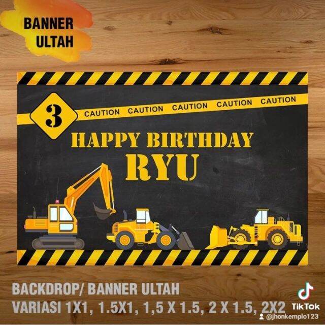 EXCAVATOR, KONSTRUKSI, ALAT BERAT BANNER/ BACKDROP/ SPANDUK ULANG TAHUN ...