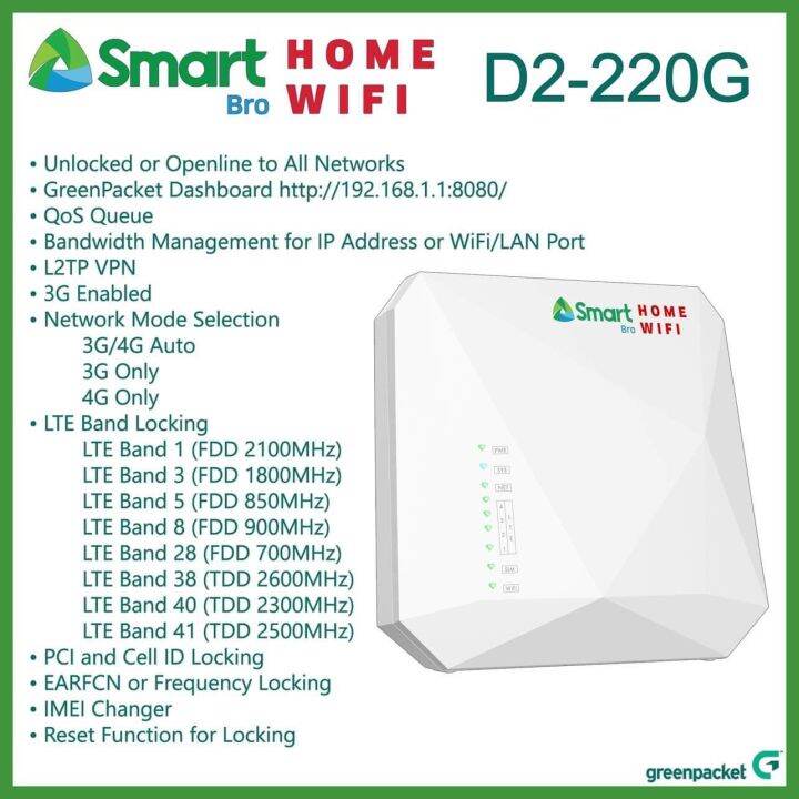 PLDT Home WiFi Prepaid CAT 6 LTE-Advanced - GreenPacket D2 | Lazada PH