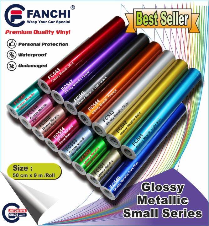 Sticker Skotlet GLOSSY METTALIC CANDY Ukuran 50cm x 9m Merk FANCHI Per ...