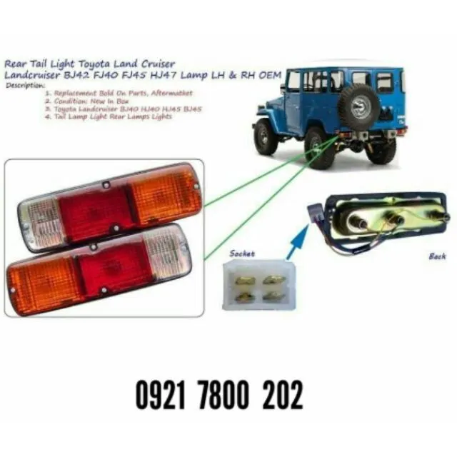fj40, bj40, tail light, L+R, fj45, bj45, land cruiser, Lc40, 40 series ...