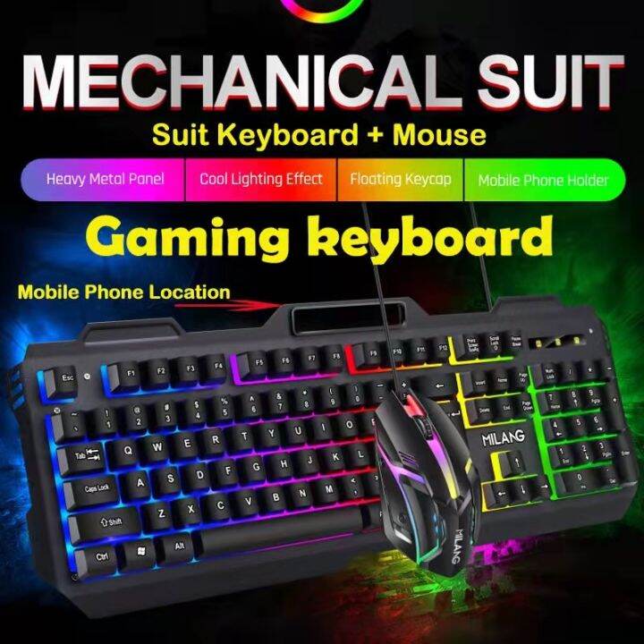 Gaming Keyboard Mice Keyboard Mouse Set Peripheral Mechanical E-sports Luminous Colorful ...