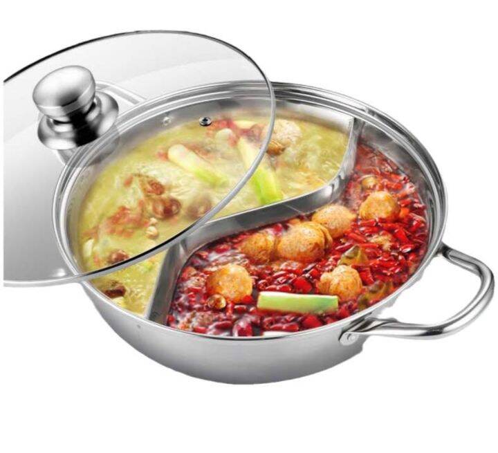 SANGYUP STAINLESS STEEL DOUBLE HOT POT with GLASS COVER | Lazada PH