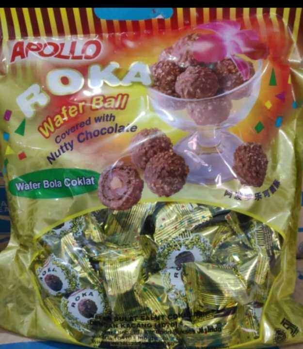 Apollo Roka Chocolate Wafer Ball/Wafer Bola Coklat 50 pcs | Lazada ...