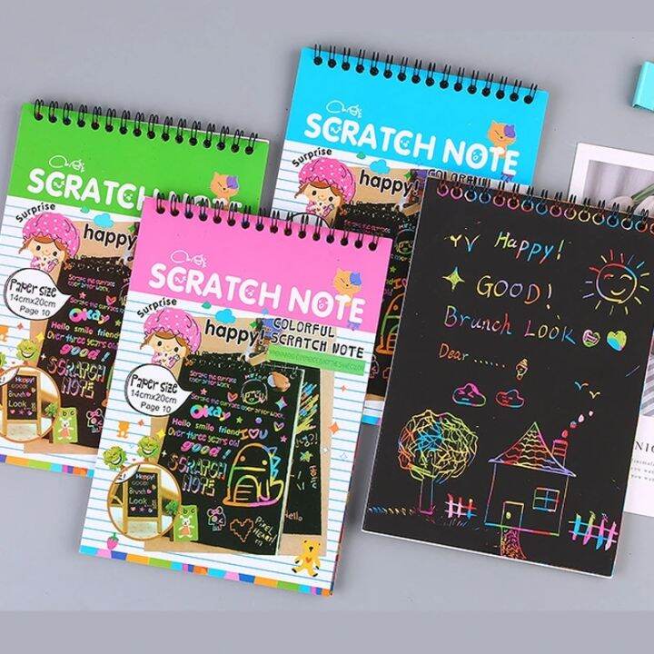 Rainbow Scratch Note Art Book Scratching Book DIY Children Drawing Toys ...
