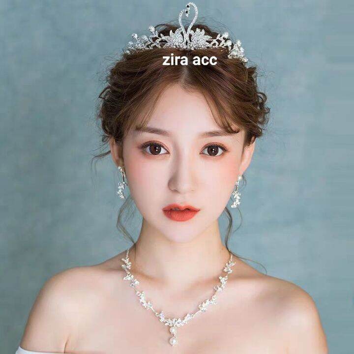 crown mahkota pengantin hijab angsa cleopatra silfer | Lazada Indonesia