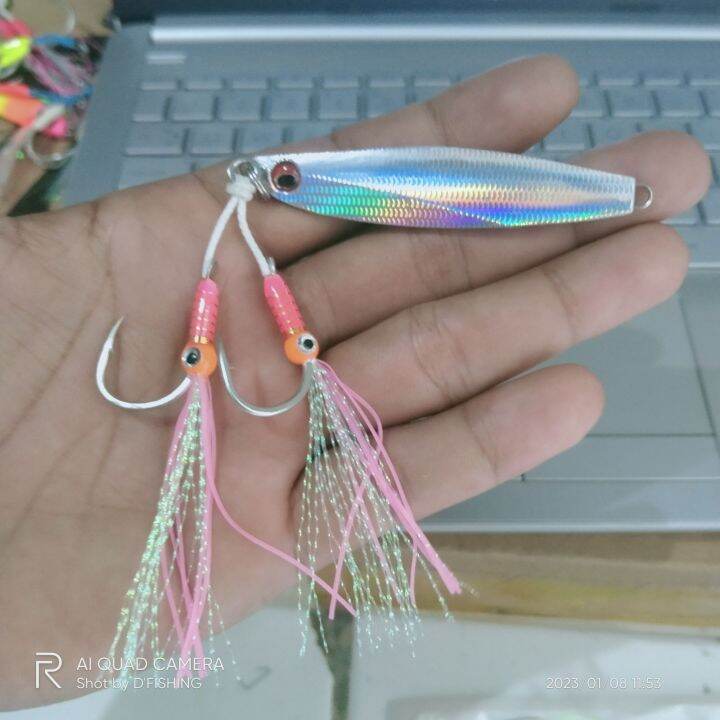 Metal jig 40 gram model starlite set assist hook doble gid umpan mancing zigging jigging jojo x ...