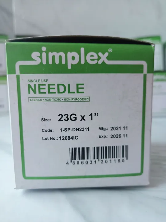 SIMPLEX NEEDLE SIZE: 23G x 1" (100pcs/box) | Lazada PH
