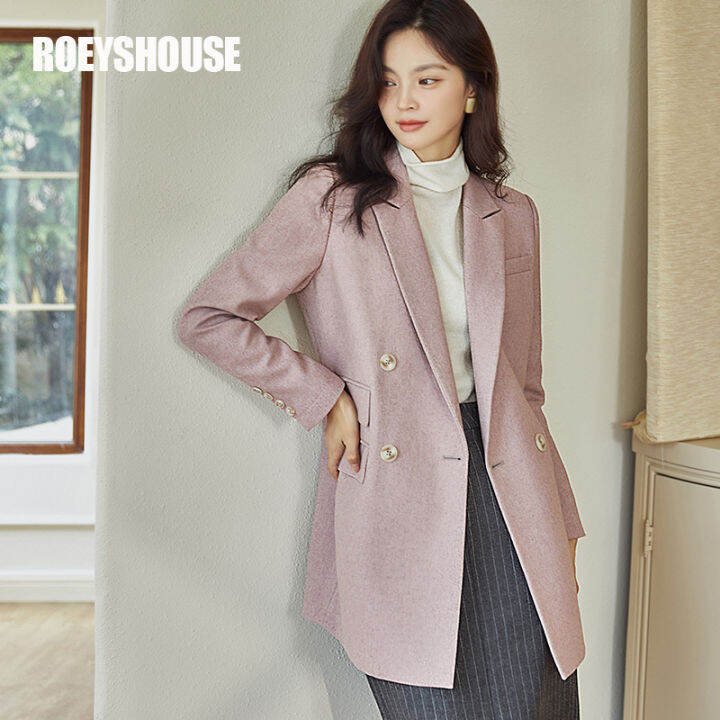 Luo Zhi OL ชุดสูทเสื้อโค้ทผ้าวูลผู้หญิงชุดฤดูหนาวแบบใหม่ปี2021ชุดสูทสี ...