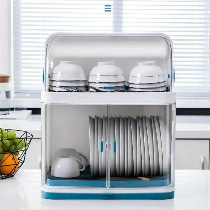 CL3 Kitchen Plastic Drain Bowl Rack With Cover Plastic Cupboard Put ...