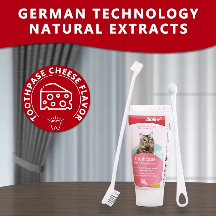 Bioline Dental Hygiene Set Cheese Toothpaste for Cats 50g - Bioline ...