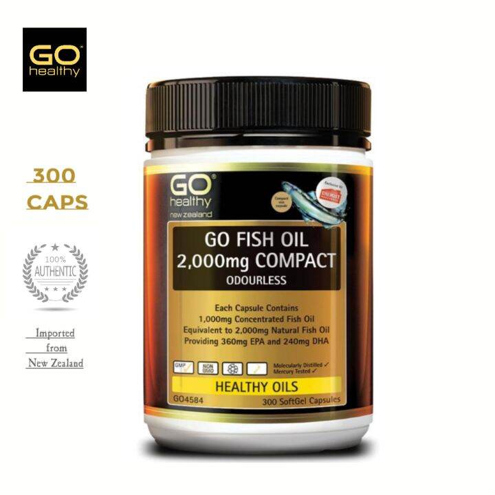 Go Healthy Fish Oil 2000mg Compact Odourless ( 230/300 SoftGel Capsule ...