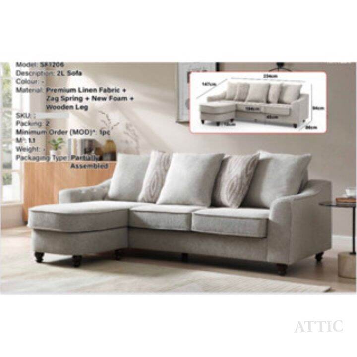 Sofa / L Shape Sofa/ATTIC FURNITURE SF1206 L SHAPE SOFA | Lazada