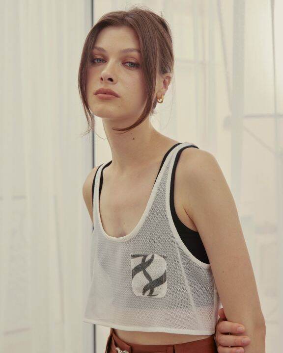 Twotwice - Translucent crop tank- เสื้อกล้ามผ้าตะข่าย สินค้าเฉพาะตัวนอก ...