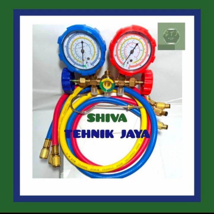 alat ukur pengisian freon/ manifoald double /ganda R32/R410 | Lazada ...