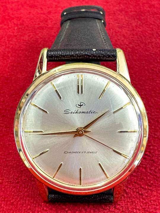 Seikomatic Diashock 17 jewels Automatic ตัวเรือนทองชุบ นาฬิกาผู้ชาย มือ ...