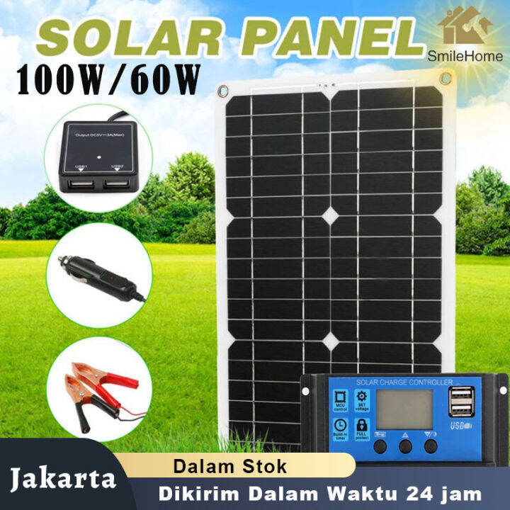 Solar Panel 60W 100W Surya Pembangkit Listrik Tenaga Surya Tenaga ...