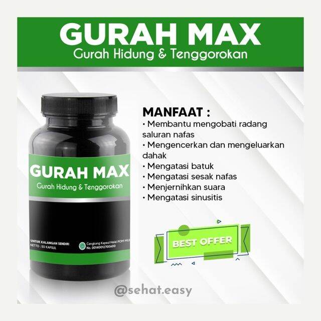 OBAT HERBAL GURAH PERNAPASAN, GURAH HIDUNG GURAH MAX SINUSITIS | Lazada ...