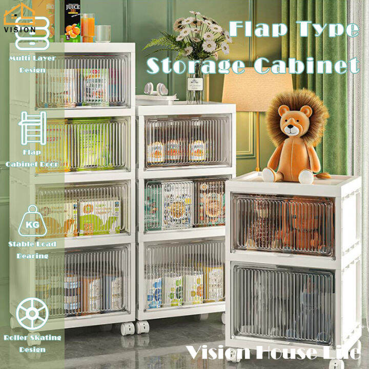 Vision Movable Flap Type Storage Cabinet Floor-standing Snack Cosmetics ...