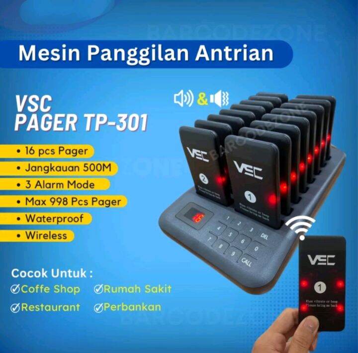 Mesin Antrian Otomatis 16 Call Wireless Pager System For Alarm | Lazada ...
