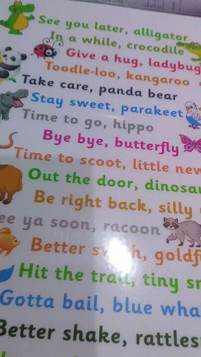 See you Later Alligator, Goodbye Poem Educational Laminated Wall Chart ...