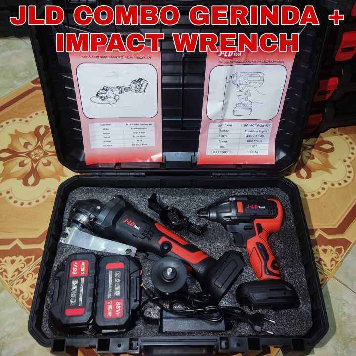 PAKET SET JLD TOOL GERINDA BATERAI 88V + IMPACT WRENCH JLD 88V | Lazada ...