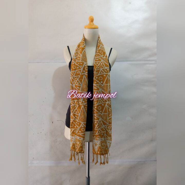 Scarf batik halus warna kuning kunyit / syal batik | Lazada Indonesia