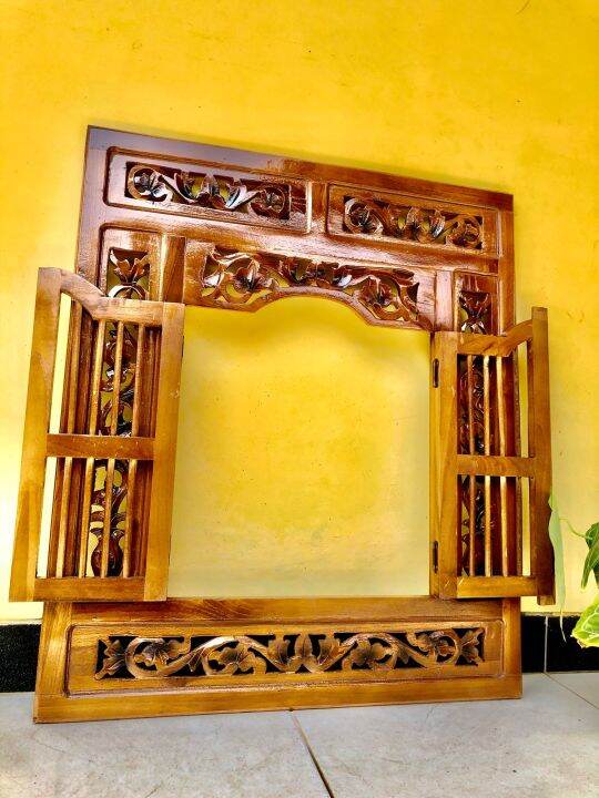 Cermin krepyak ukuran 80x70 HQ kayu jati | Lazada Indonesia