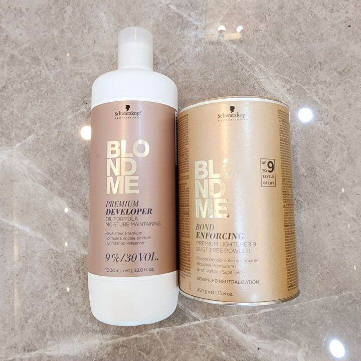 Schwarzkopf Blondme Developer 9% 1000ml + ผงกัด ผงฟอกสีผม ระดับพรีเมี่ ...