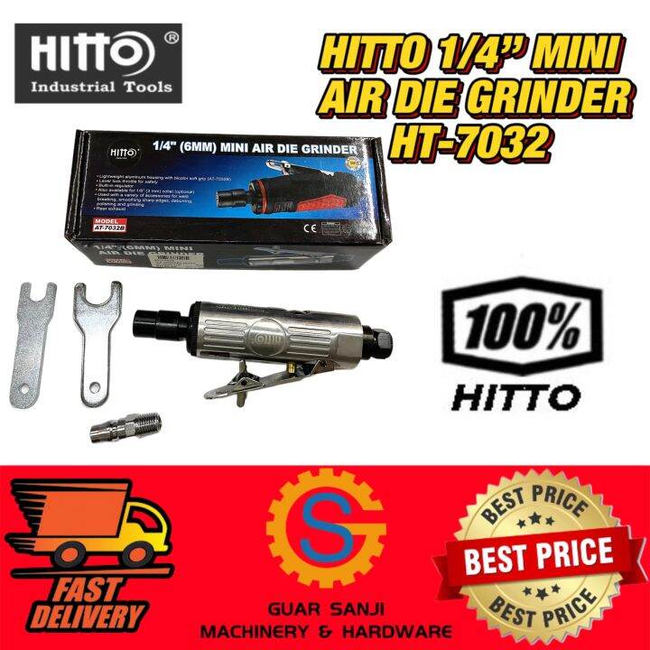 [ 100% ORIGINAL ] HITTO 1/4” MINI AIR DIE GRINDER HT-7032 | Lazada