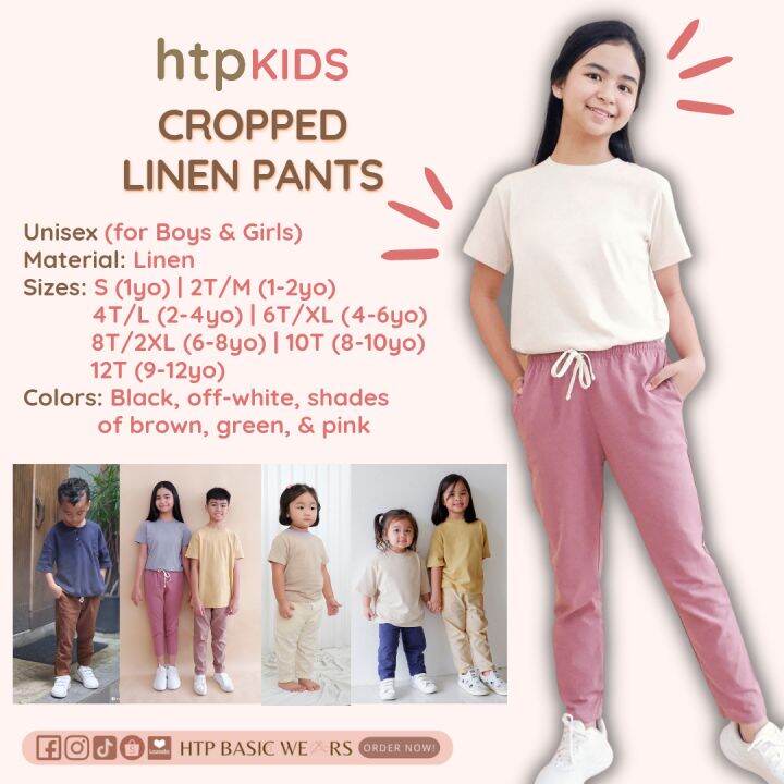 HTP Kids Cropped Linen Pants for 2-8yo Boys and Girls (Unisex) | Lazada PH