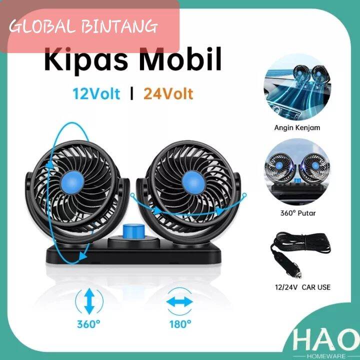 KIPAS ANGIN MOBIL DOUBLE FAN 12V/24V #KIPAS ANGIN MOBIL TRUK BUS BOX ...