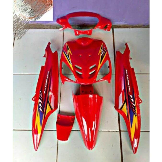 cover full body halus Yamaha Mio sporty warna merah cabe plus striping ...