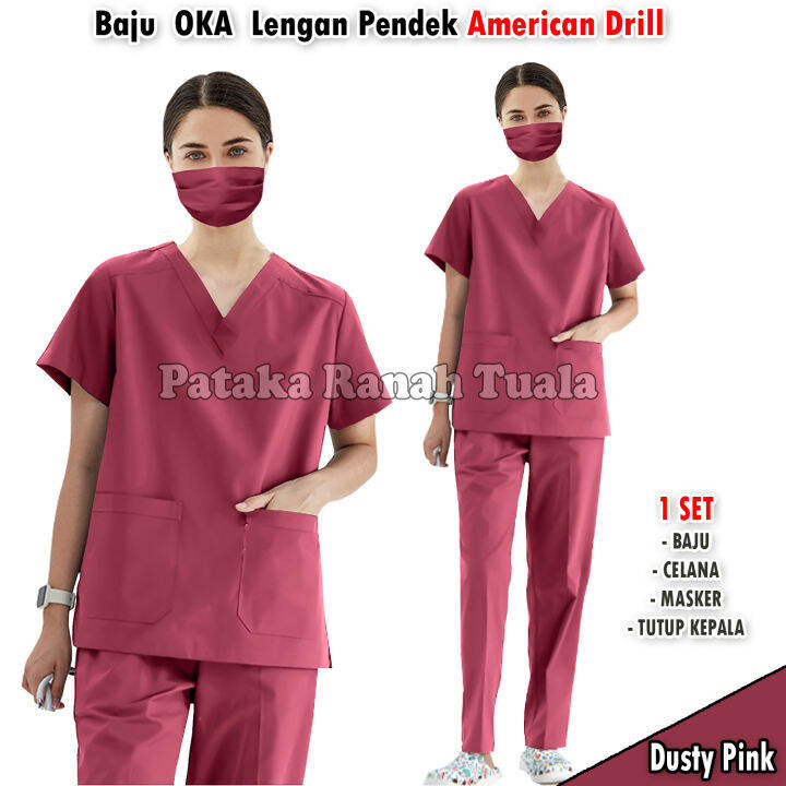Baju Perawat / Baju Oka Lengan Pendek / Seragam perawat / Seragam Medis ...
