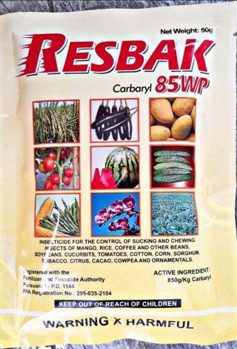 RESBAK 85WP INSECTICIDE CARBARYL / LIKE SEVEN ELEVEN (50 GRAMS PER PACK ...