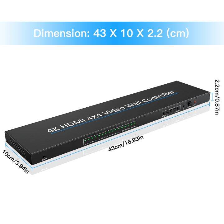 4K HDMI 4X4 Video Wall Controller 8-in 1-out KVM seamless switch screen image splitter 8-port ...