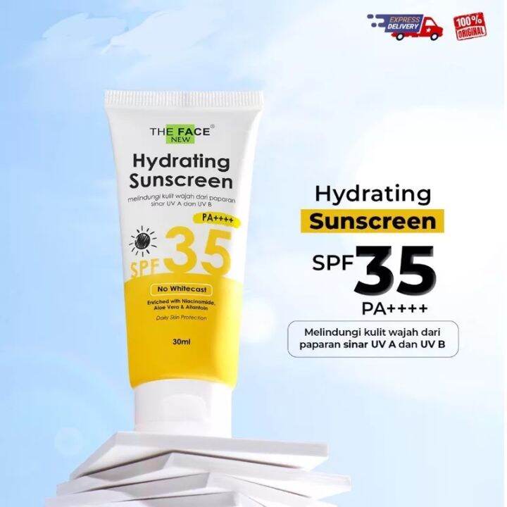 The Face Hydrating Sunscreen SPF 35 dengan kandungan Niacinamide dan ...