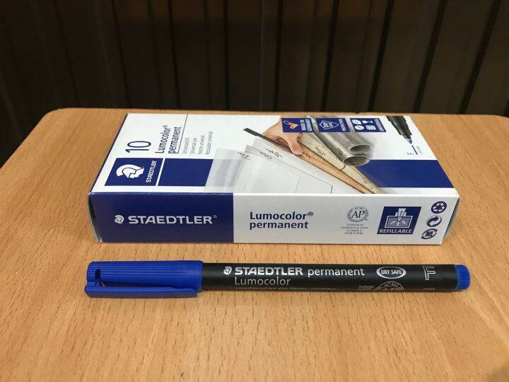 ปากกาเขียนแผ่นใส STAEDTLER Permanent ลบไม่ได้ Size F แพ๊ค 10 ด้าม ...