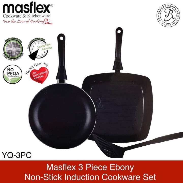 Masflex 3-Piece Ebony Induction Non-Stick Cookware Set | Lazada PH